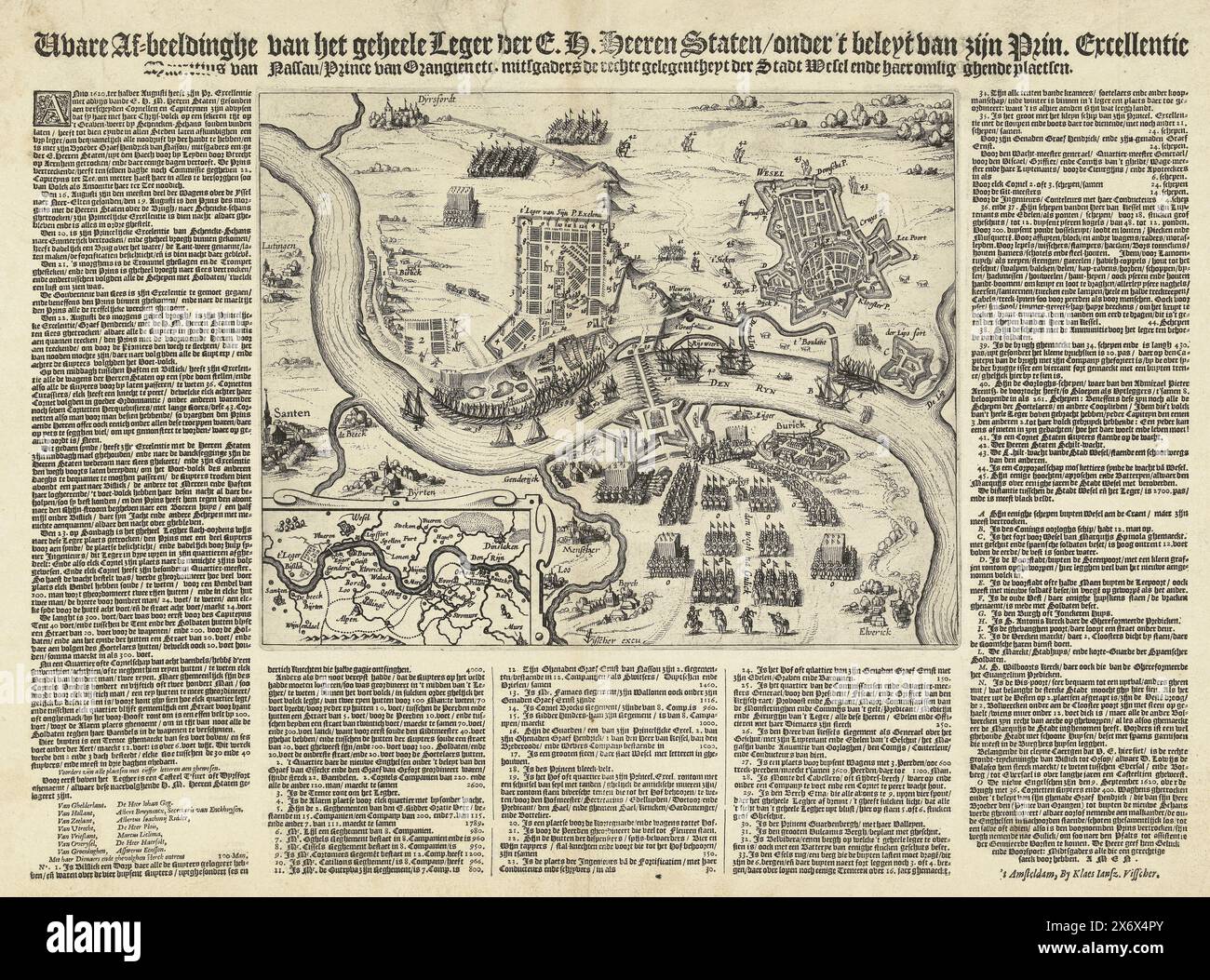 The Dutch army under Maurice encamped near Wesel, 1620, True Depiction ...