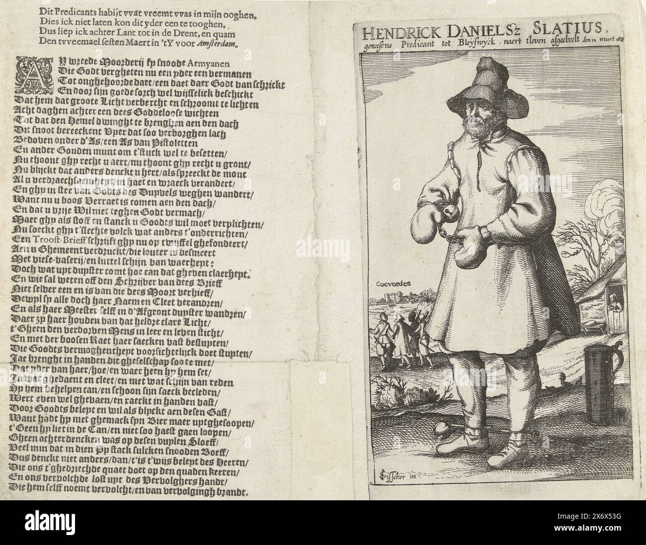 Henricus Slatius, with handcuffs and footcuffs, 1623, Hendrick Danielsz ...