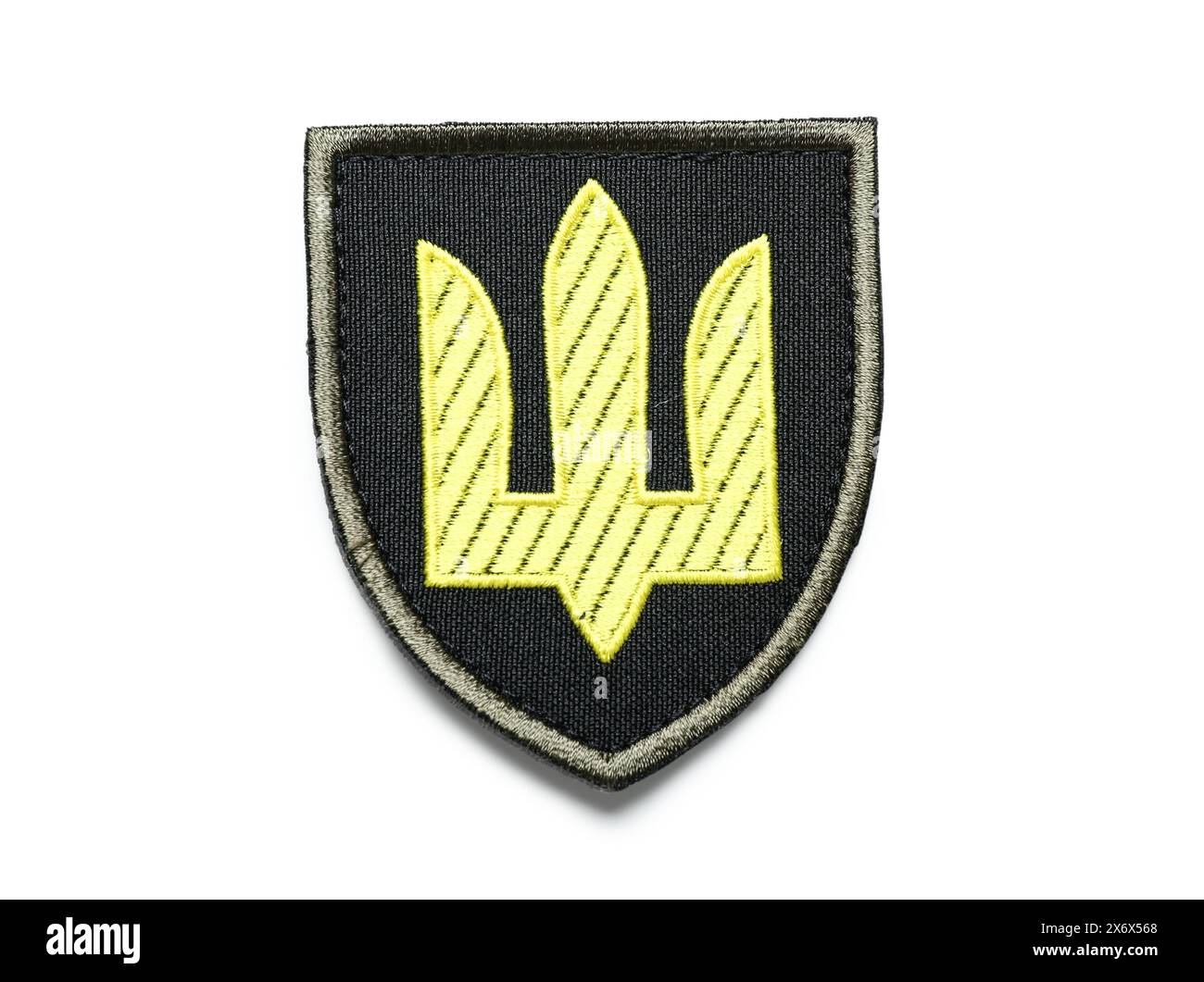 Military badge of Ukrainian army with trident isolated on white ...