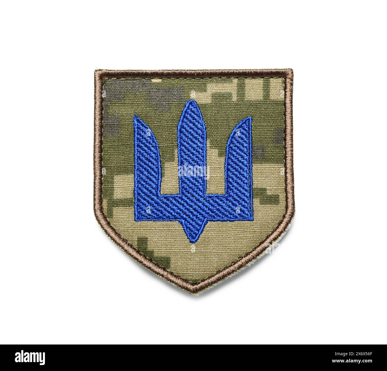 Military badge of Ukrainian army with trident isolated on white ...