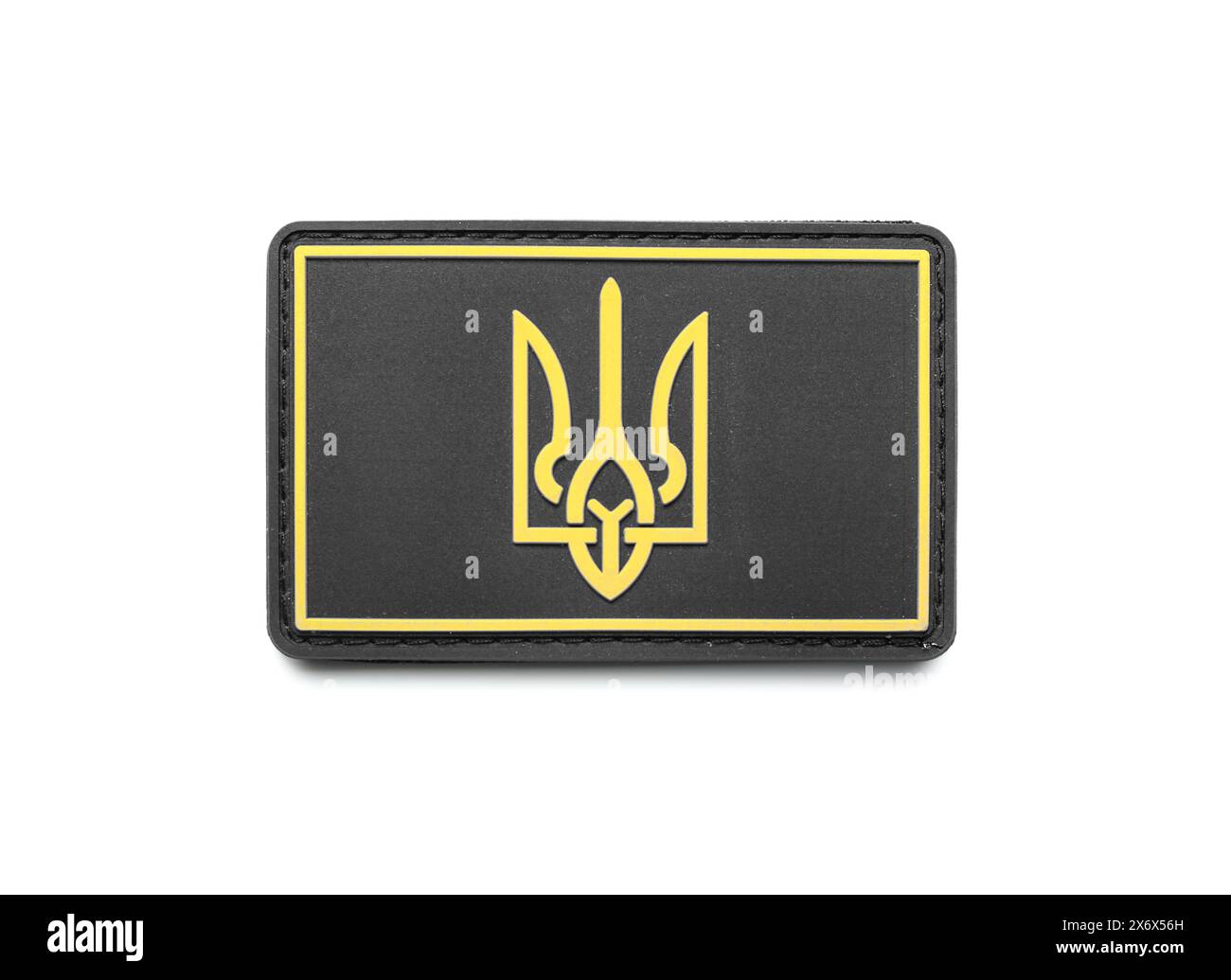 Military badge of Ukrainian army with trident isolated on white ...