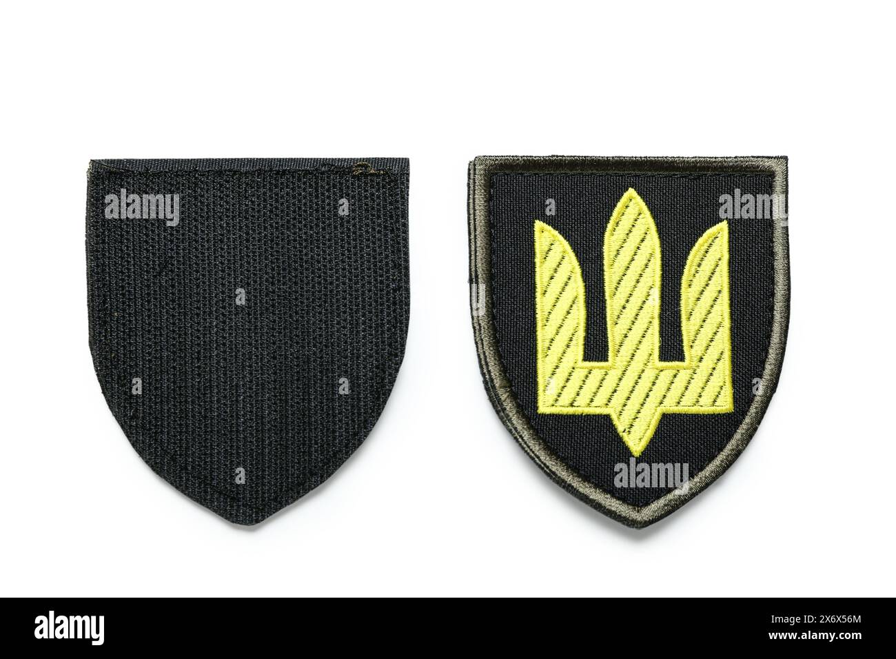 Military badges of Ukrainian army with trident isolated on white ...