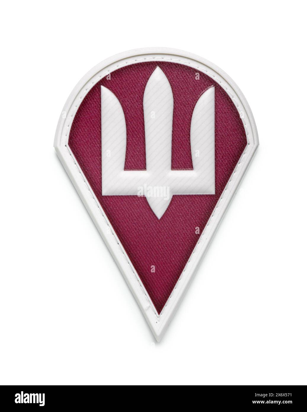 Military badge of Ukrainian army with trident isolated on white ...