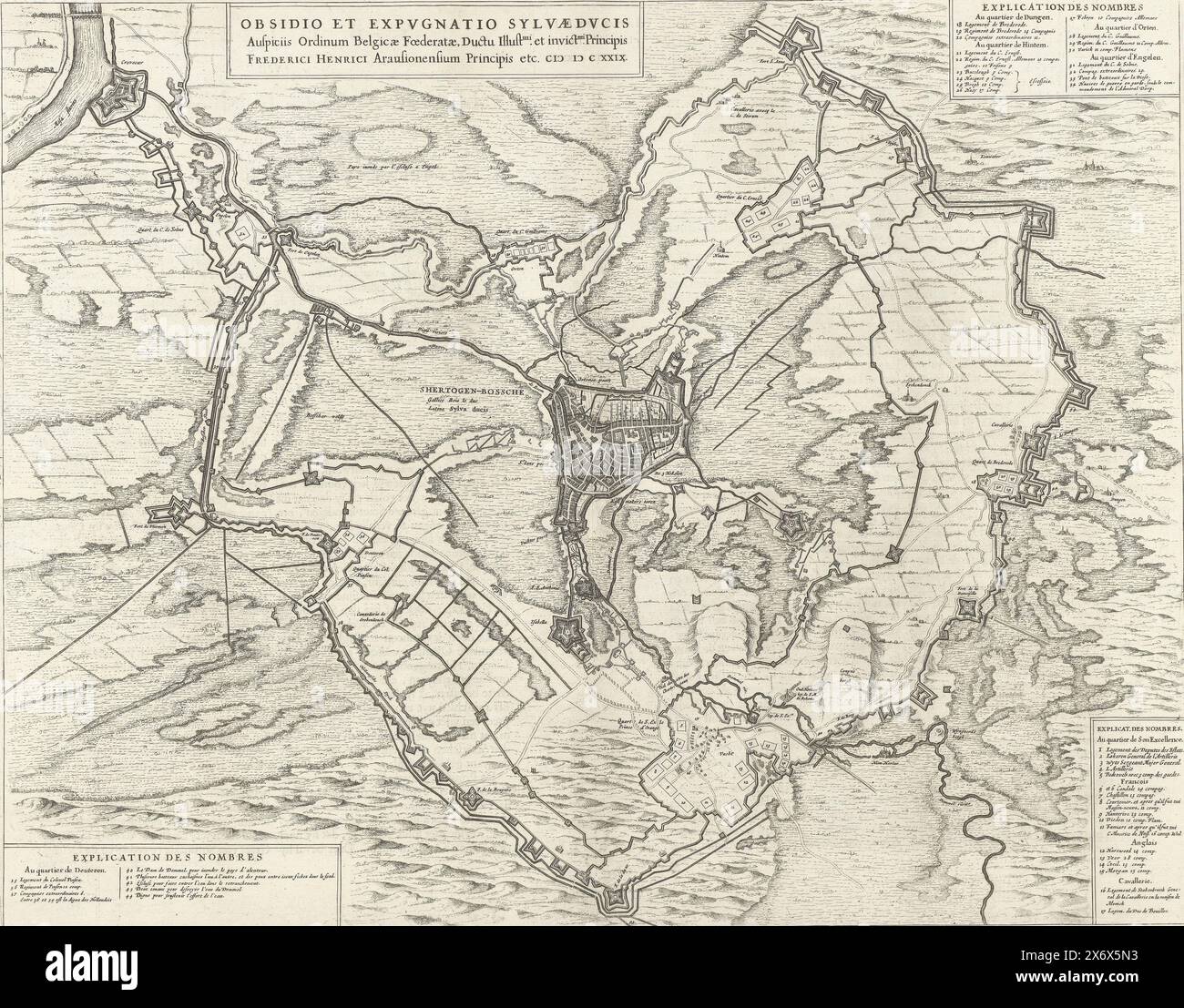 Map of the siege of 's-Hertogenbosch by Frederik Hendrik, 1629, Obsidio ...