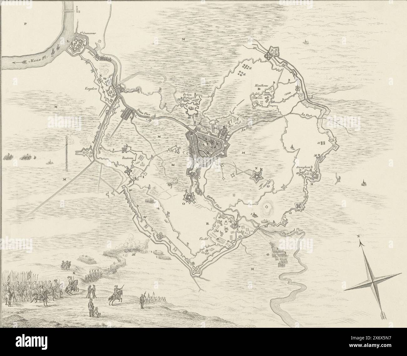 Siege of Den Bosch, 1629, Map of Den Bosch and surroundings during the ...