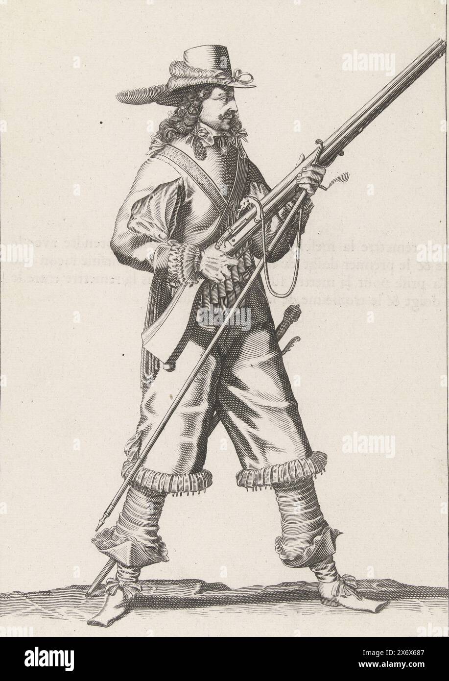 Soldier placing his furket under his musket, c. 1645, A soldier, full ...