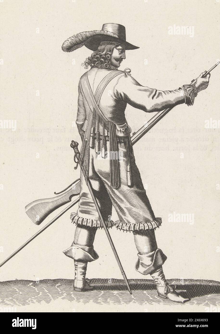 Soldier removing his ramrod from the holder under the barrel of his ...