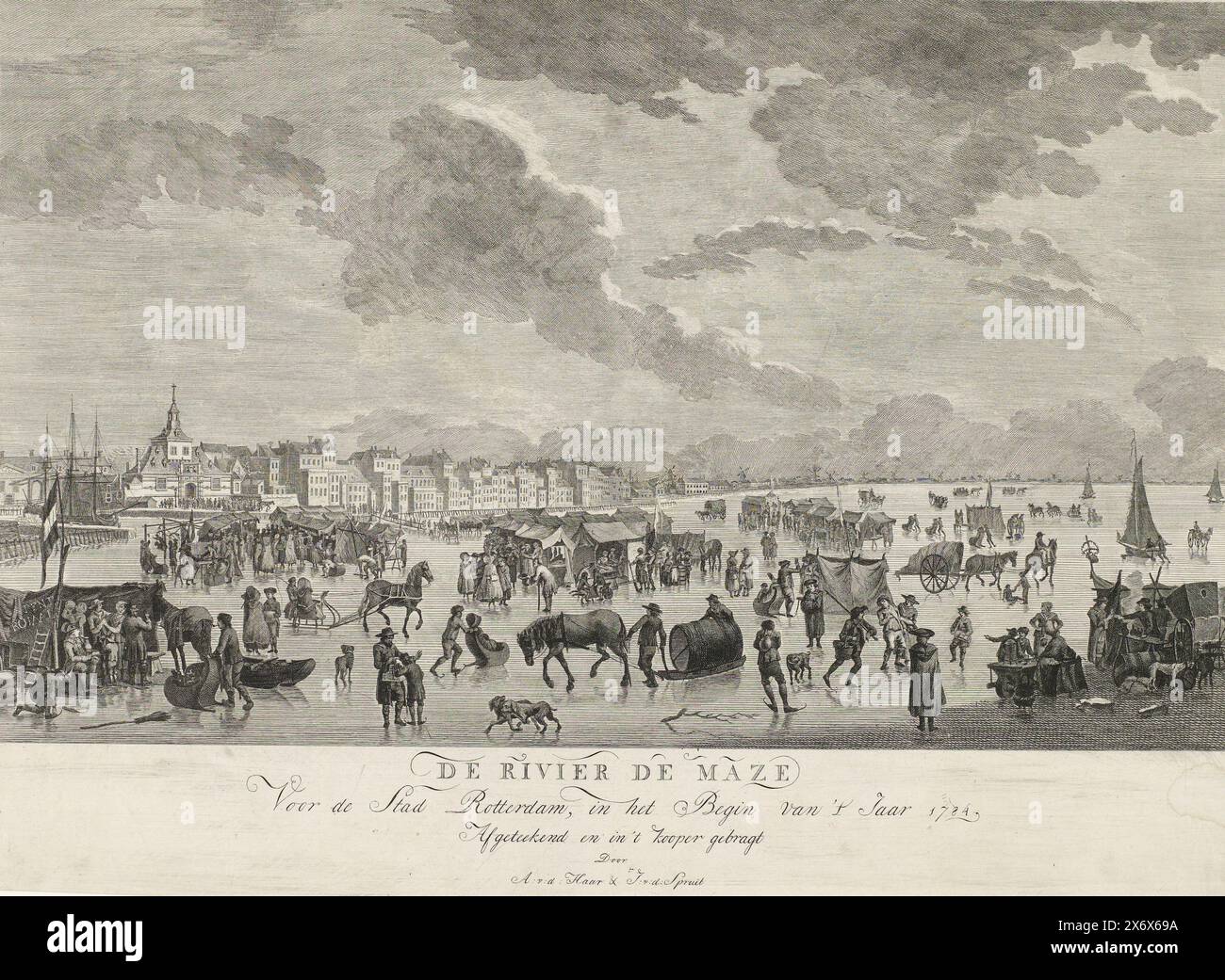 Ice fun on the frozen Maas near Rotterdam, 1784, The River Maze For the City of Rotterdam, at ...