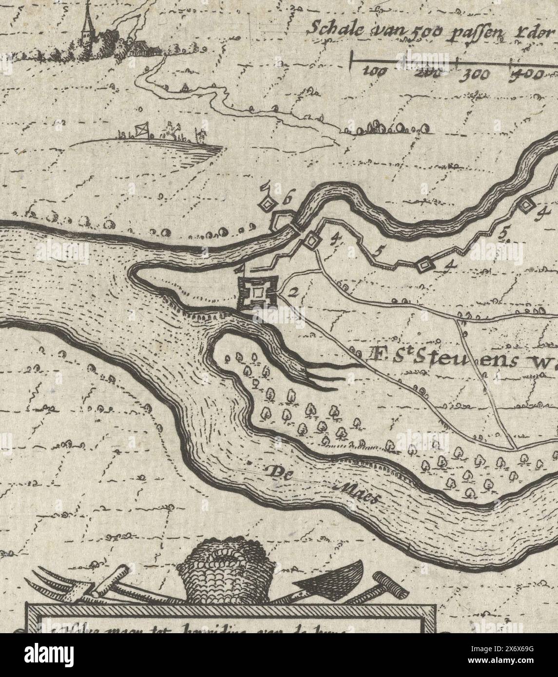 Map of Stevensweert, 1631-1632, F. Stevenswaert (title on object), Map ...