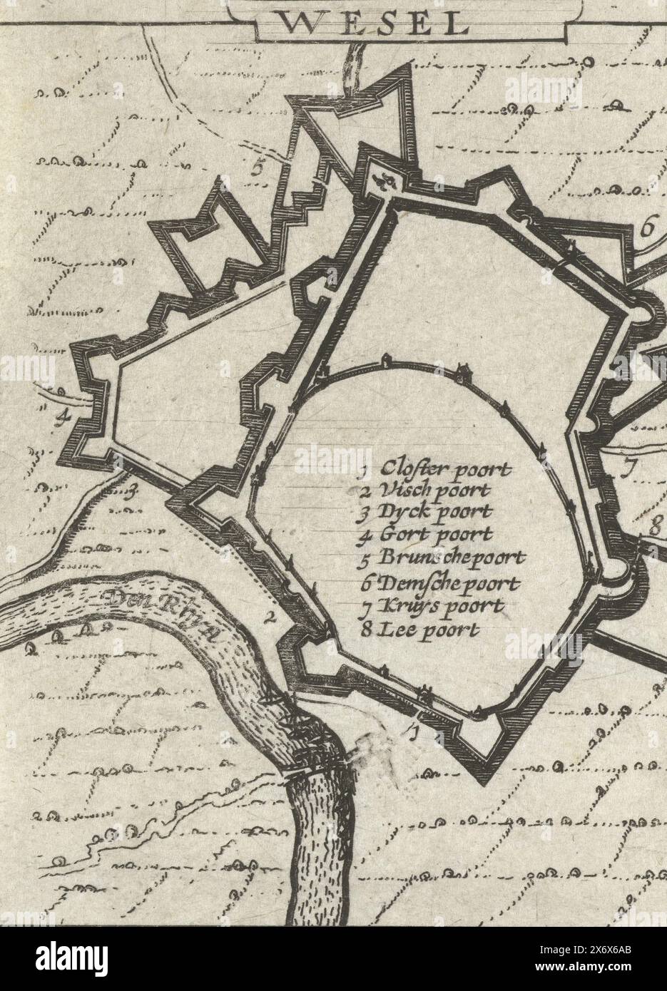 Map of Wesel, 1631-1632, Wesel (title on object), Map of Wesel. With ...