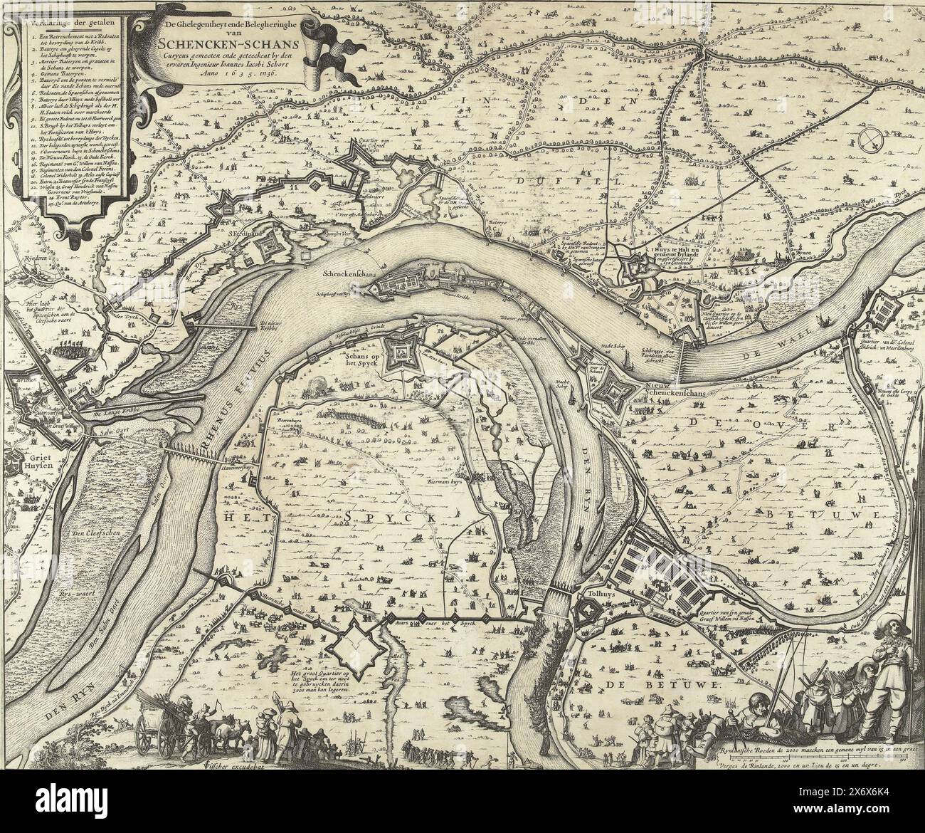 Map showing the siege and conquest of Schenckenschans by Frederik ...