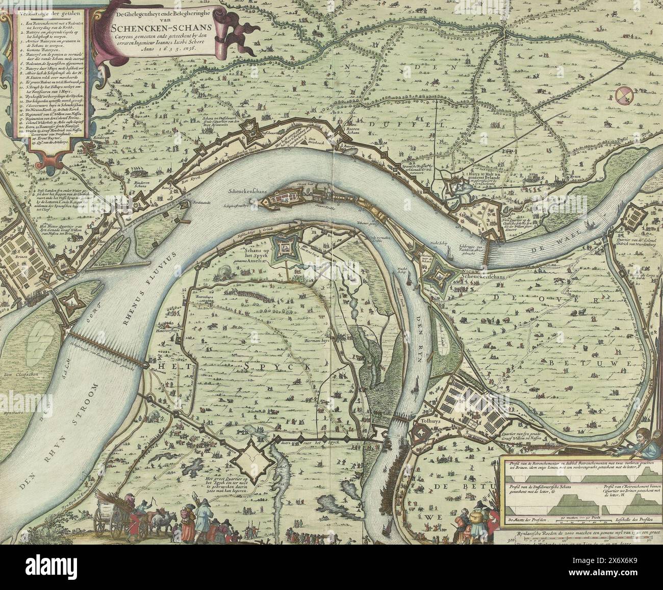 Map showing the siege and conquest of Schenckenschans by Frederik ...