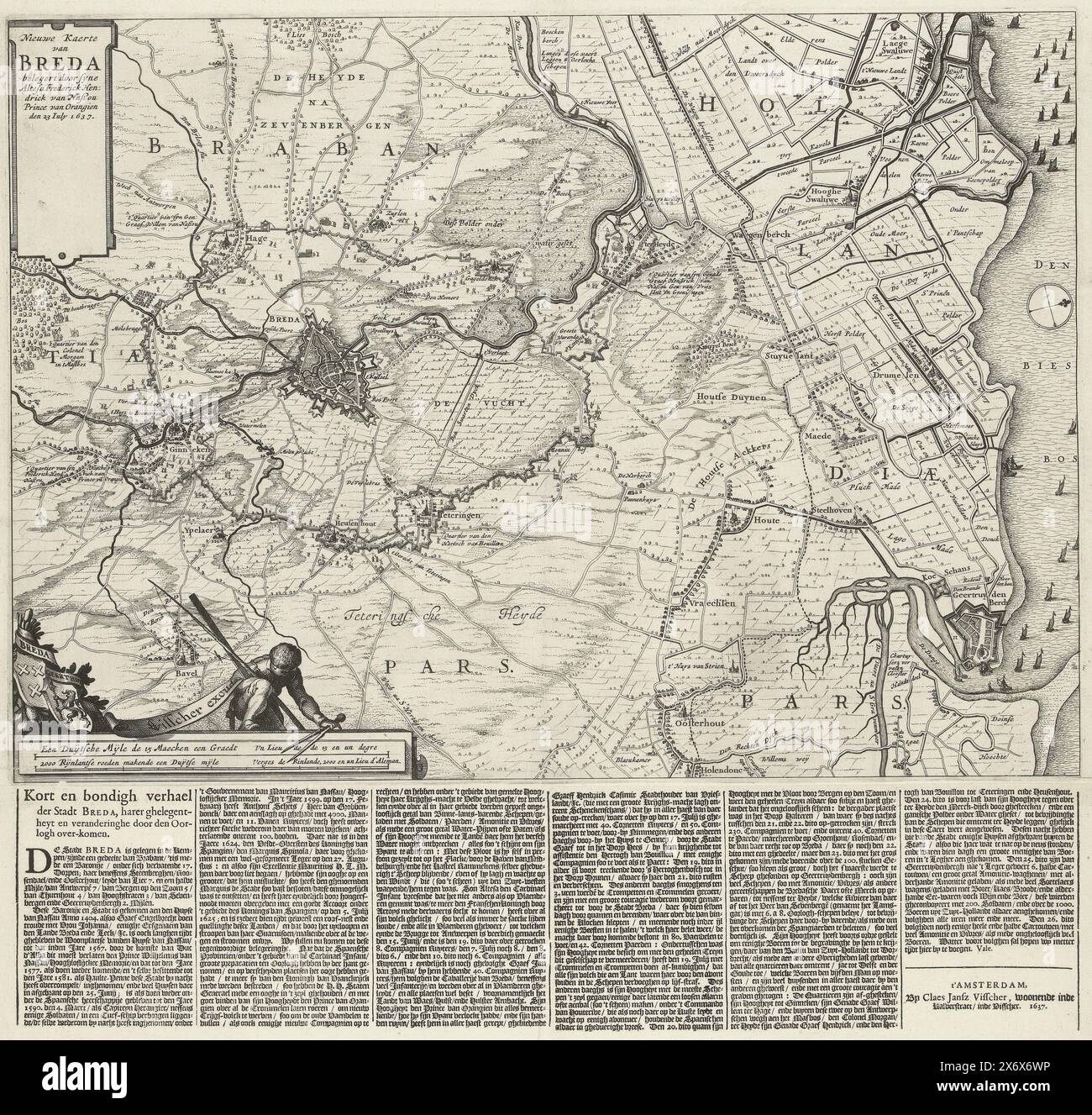 Map of the siege of Breda, 1637, Nieuwe Kaerte van Breda besieged by ...