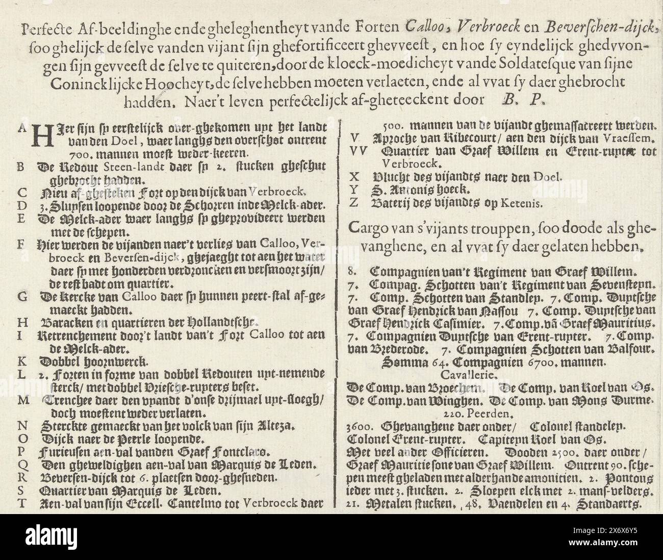 Dutch text sheet for the print of the failed attack on Fort Kallo, 1638 ...