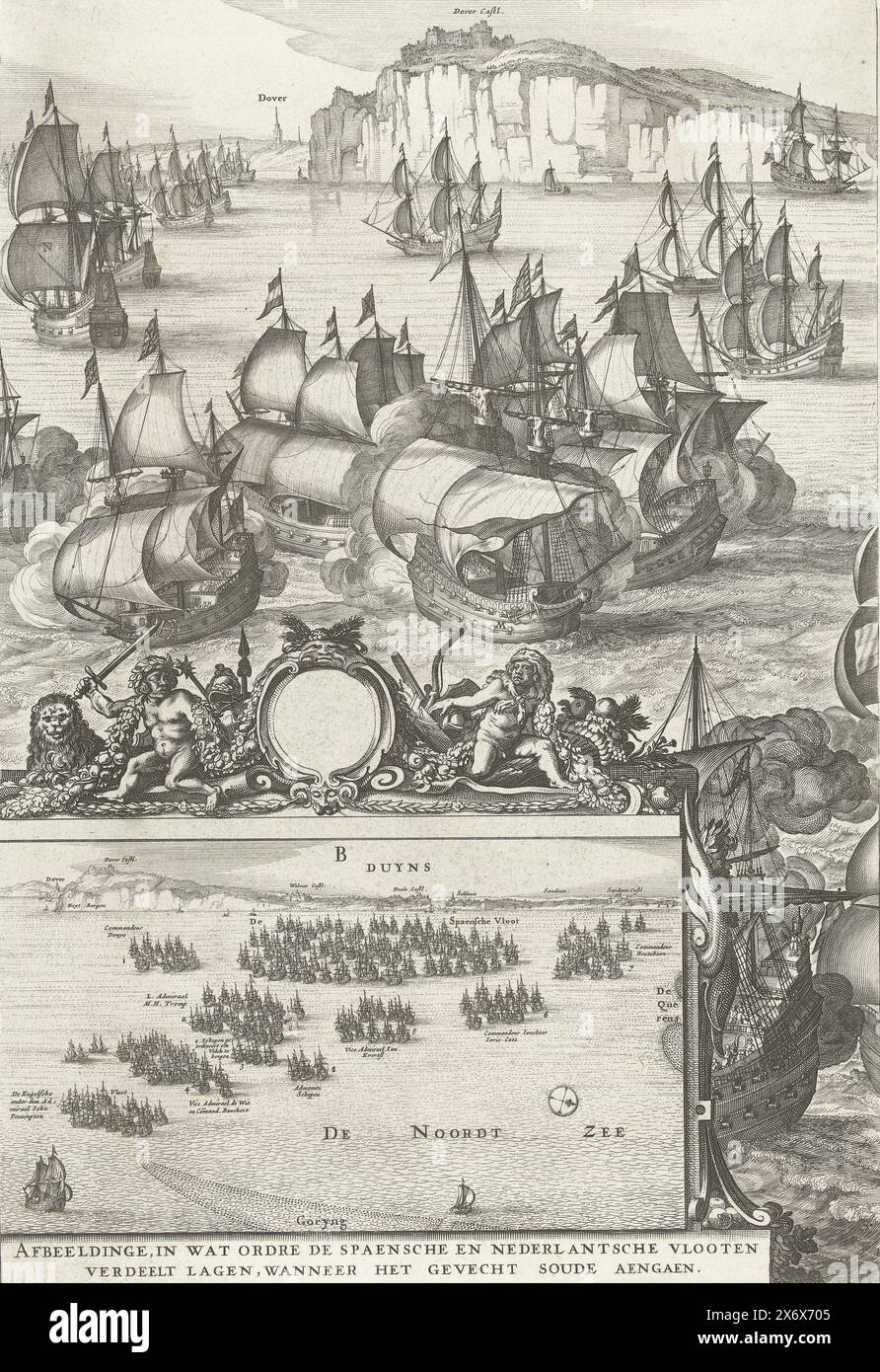 The great sea battle at Duins (plate 1), 1639, Pugna navalis qua ...