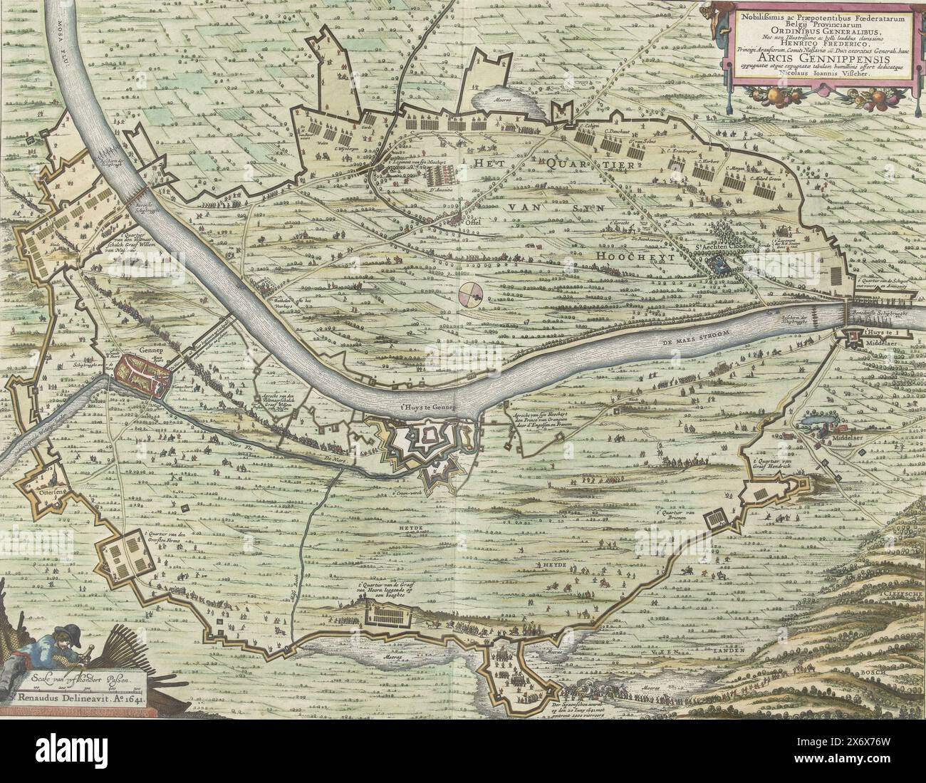 Map of the siege of Gennep, 1641, Nobilissimis ac Praepotentibus ...