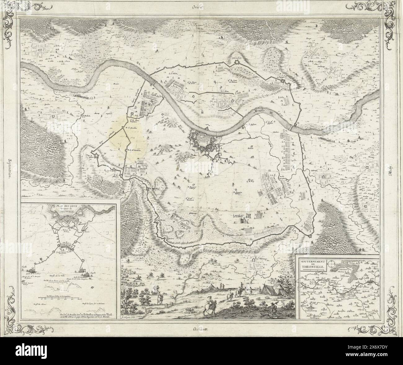 Map of the siege of Thionville, 1643, Plan de la ville de Theonville au ...