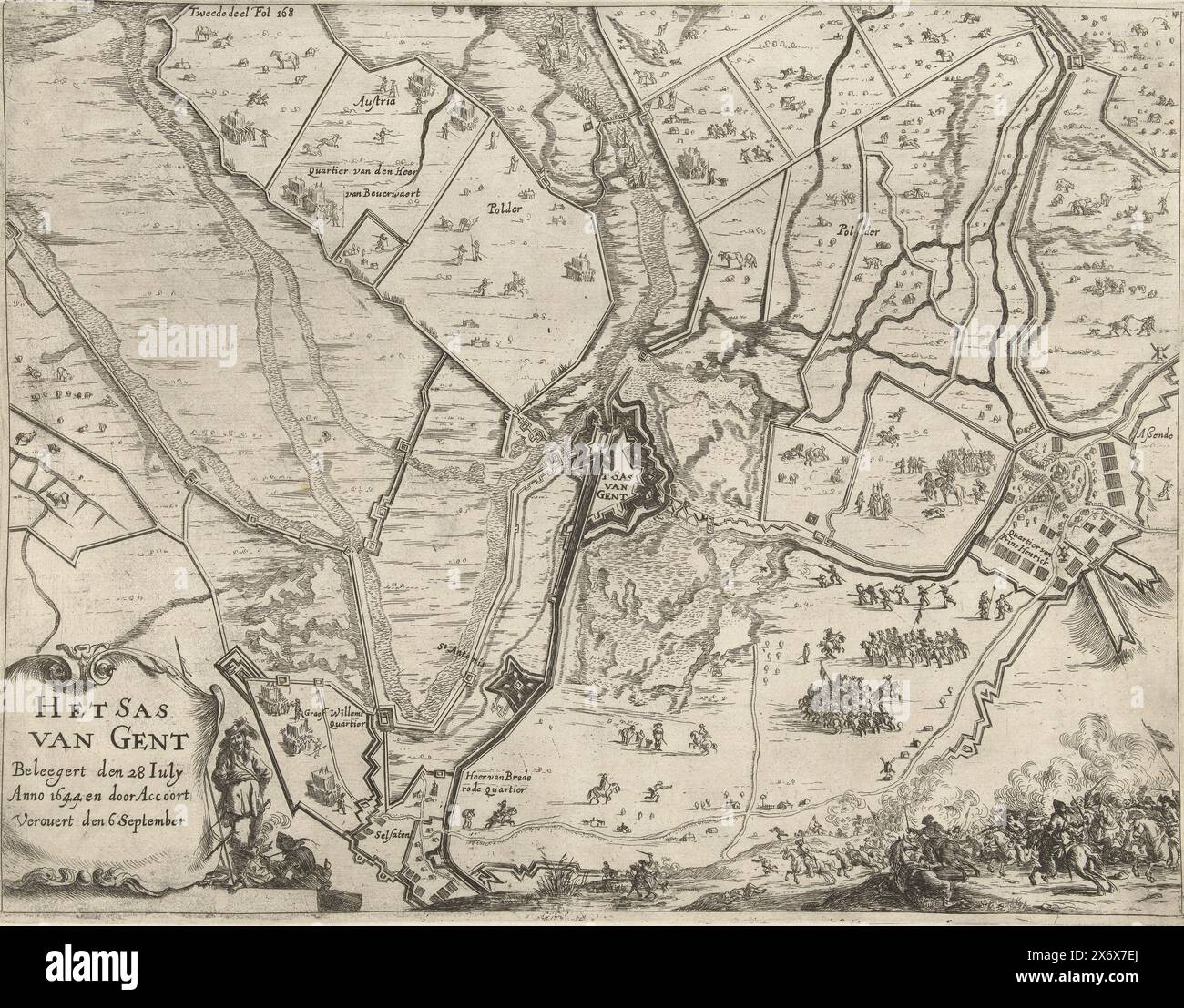 Map of the siege and conquest of Sas-van-Gent, 1644, The Sas van Gent ...