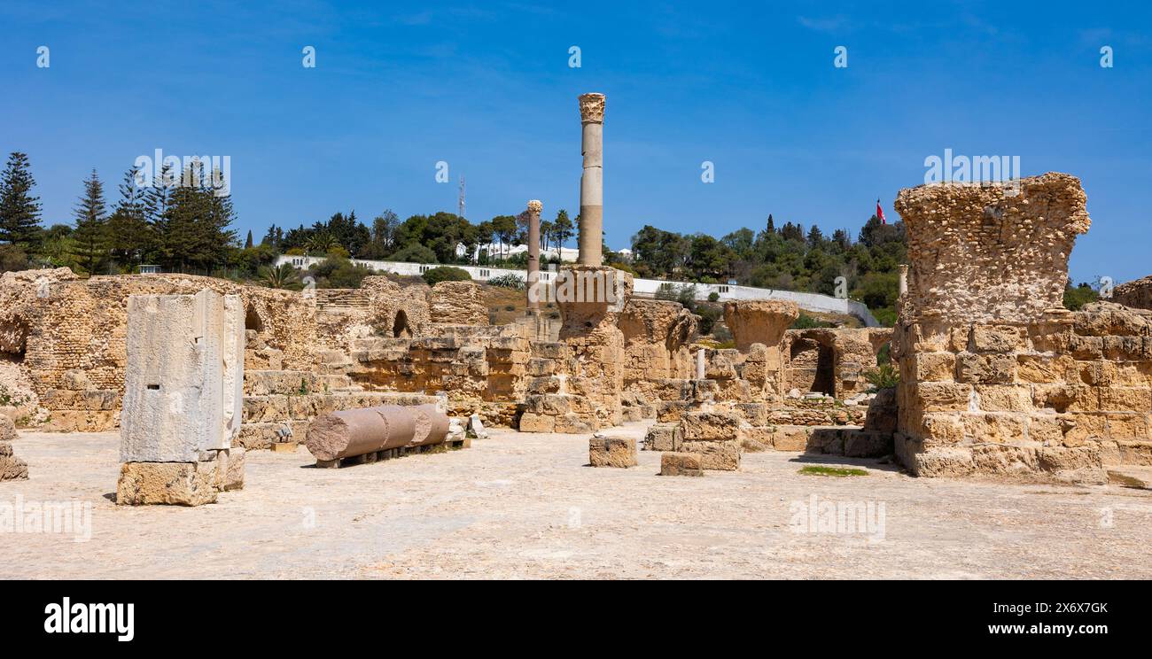 Baths of Carthage with remains of stone walls and Corinthian columns ...