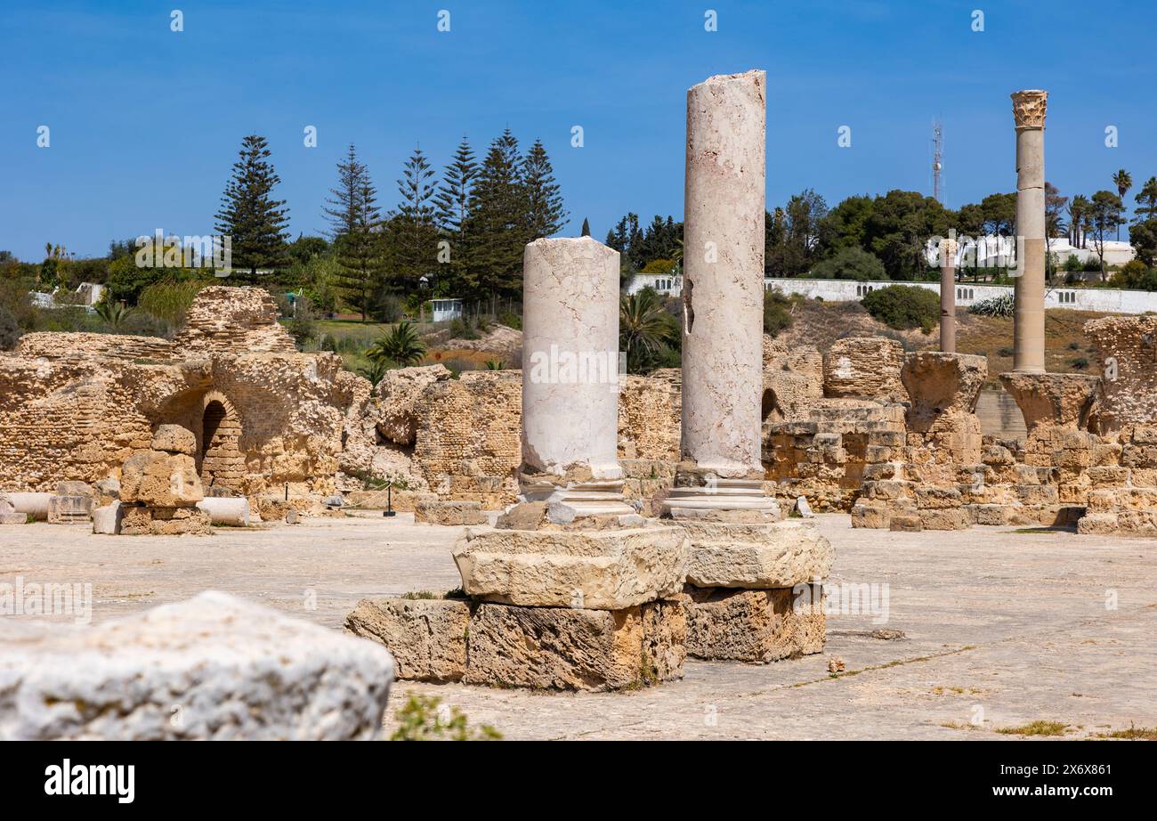 Ruins of Roman Baths complex of Antoninus in Carthage, Tunisia Stock ...