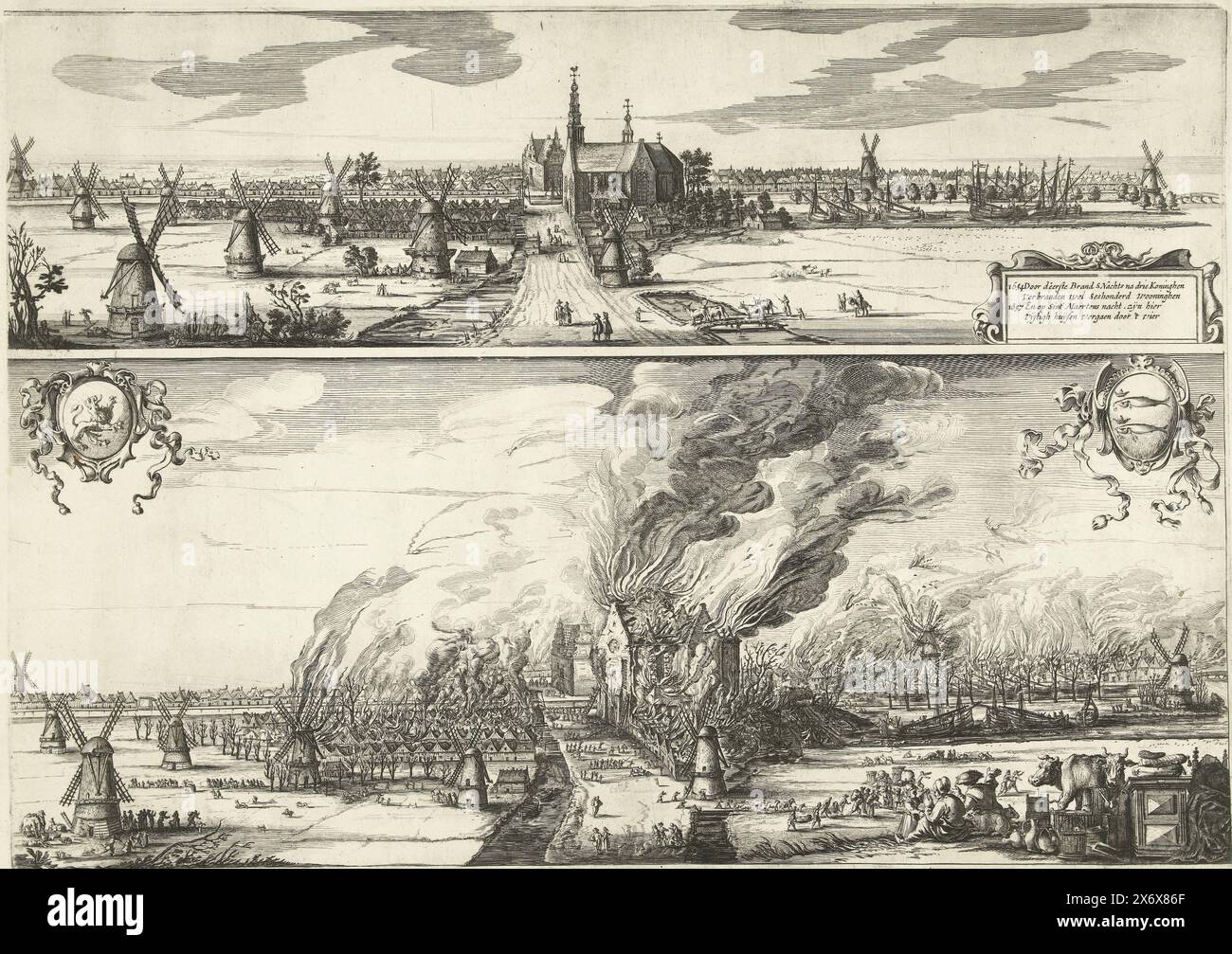 De Rijp before and during the great fire of 1654, Fire in De Rijp in ...