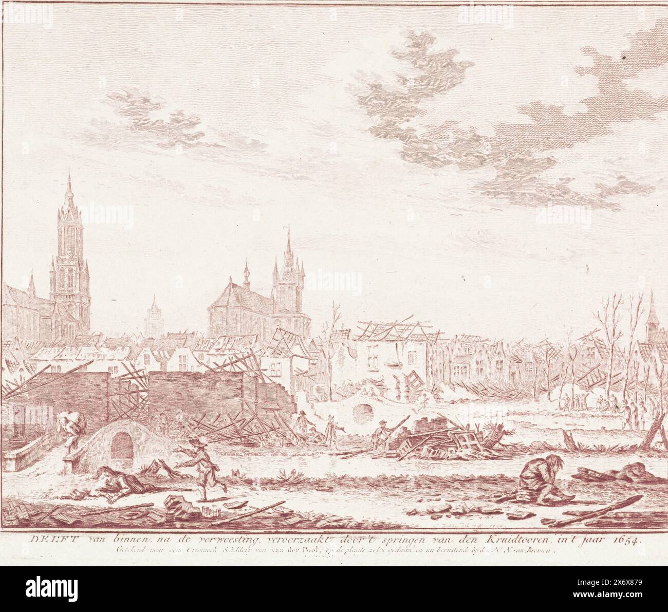 The destruction in Delft after the explosion of the gunpowder magazine ...