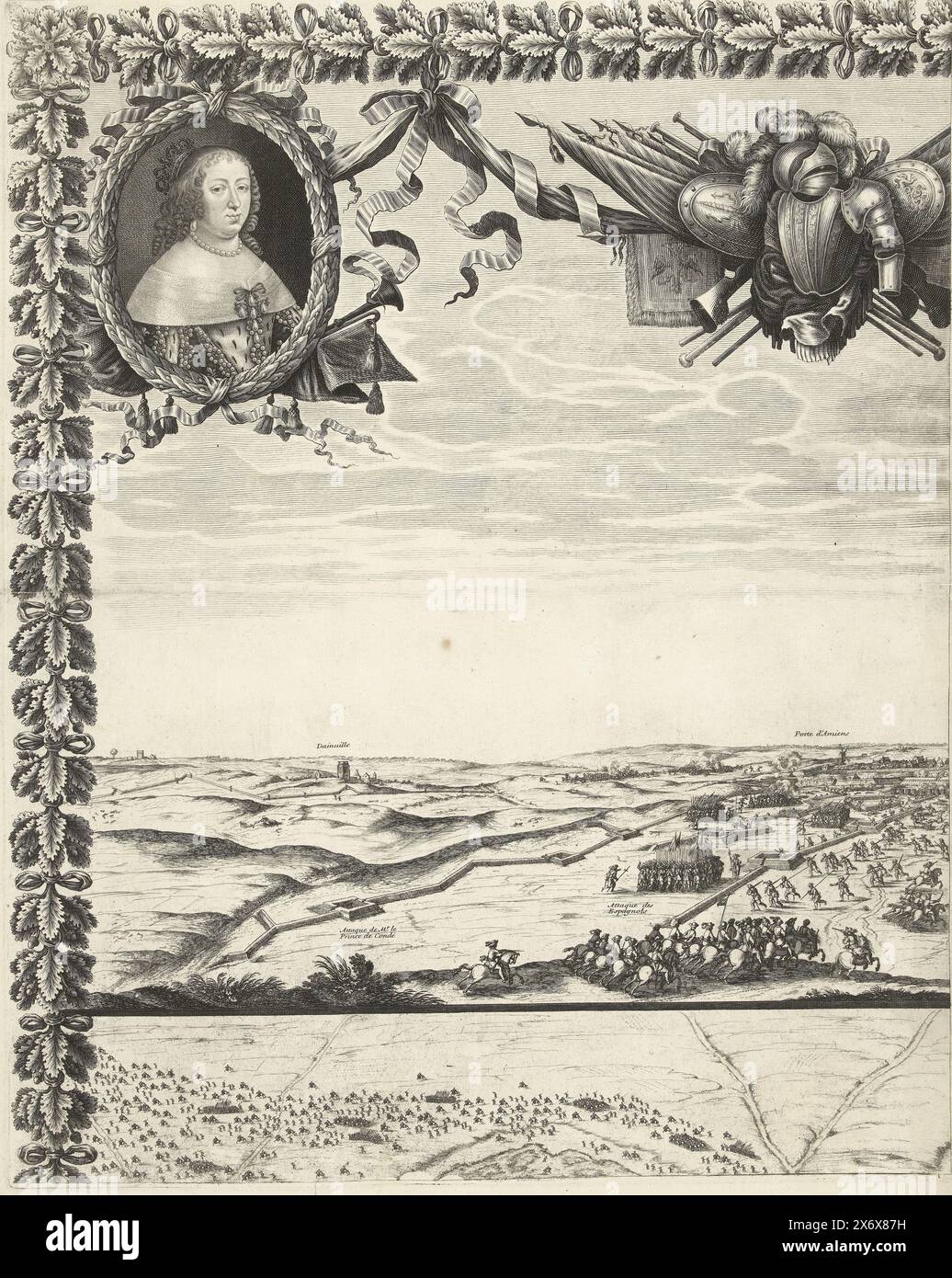Relief of Arras, besieged by the Spaniards (top row, plate 1), 1654, Le ...
