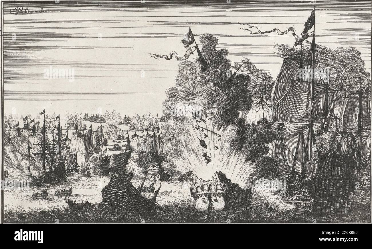 The explosion of the Eendracht during the naval battle of Lowestoft ...
