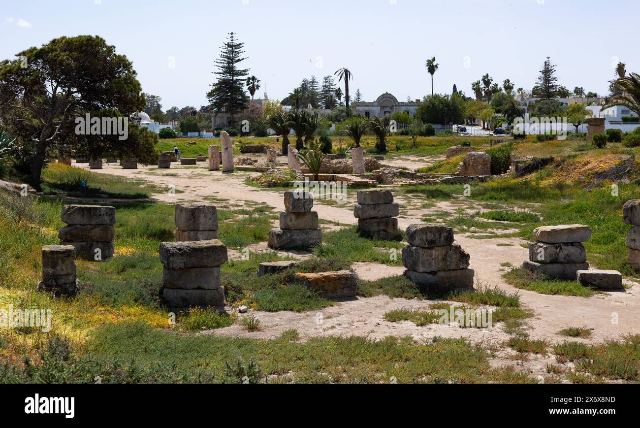 Stone ruins of ancient Carthage Punic Ports in Tunisia Stock Photo - Alamy