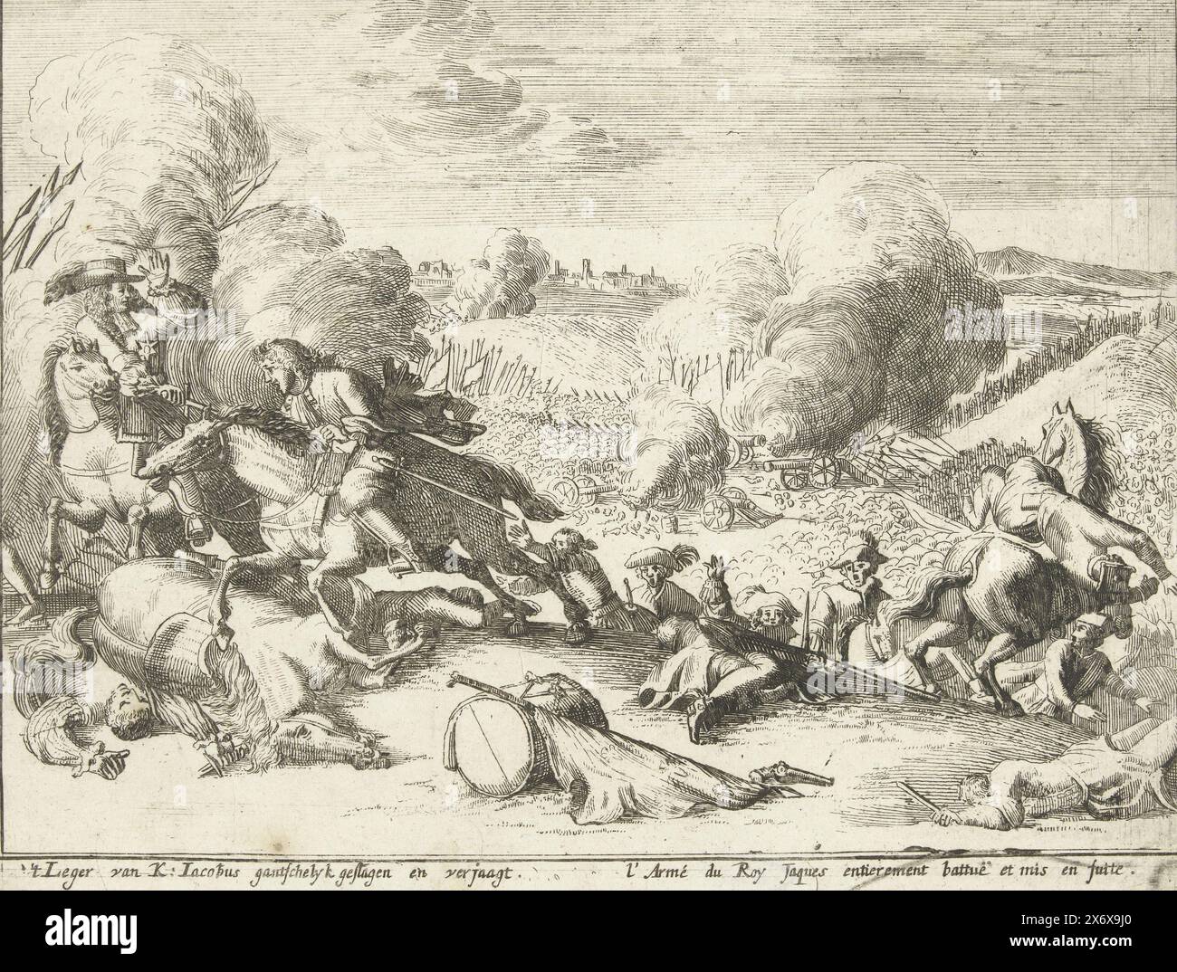The army of James II defeated in the battle of the Boyne, 1690, The ...