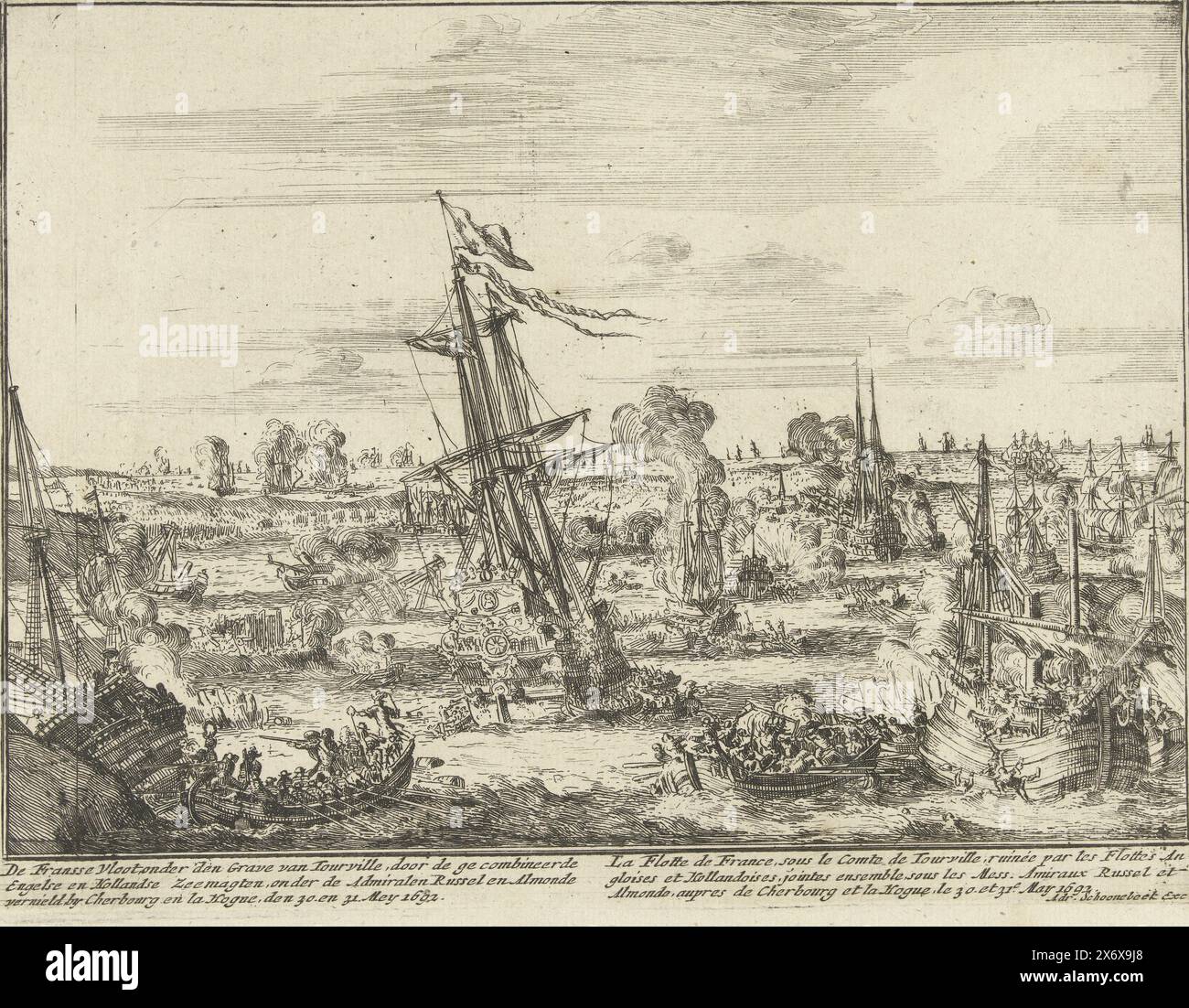 Battle of Cape la Hogue, 1692, The French Fleet, under the Grave of ...