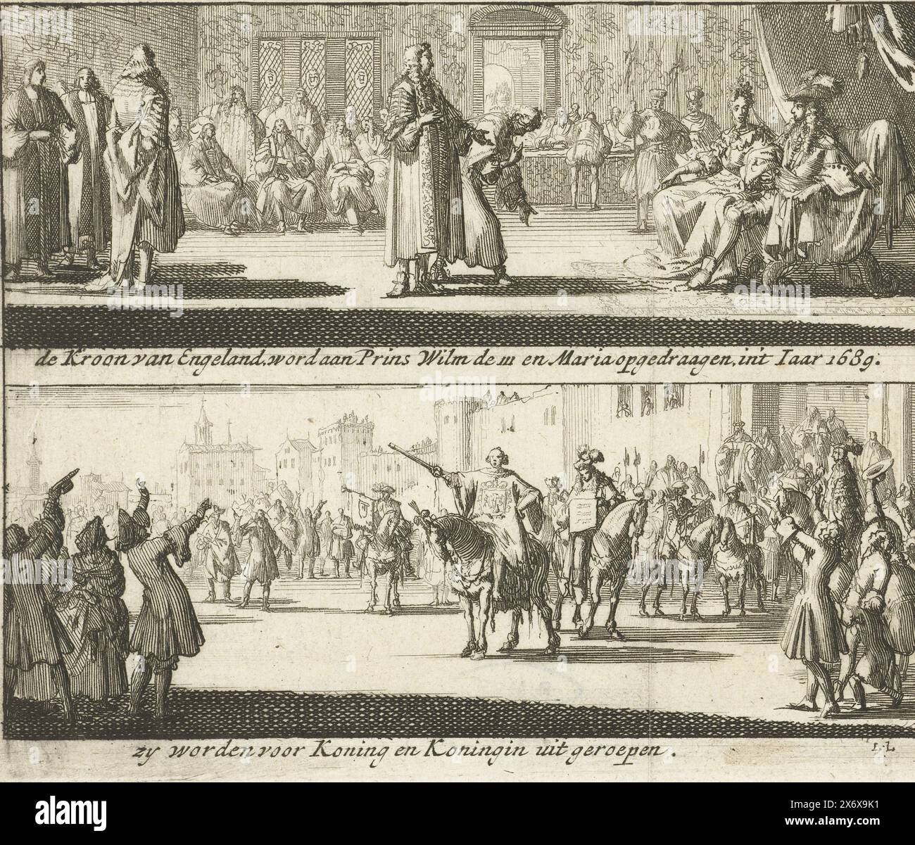 William and Mary proclaimed King and Queen of England, 1689, the Crown ...