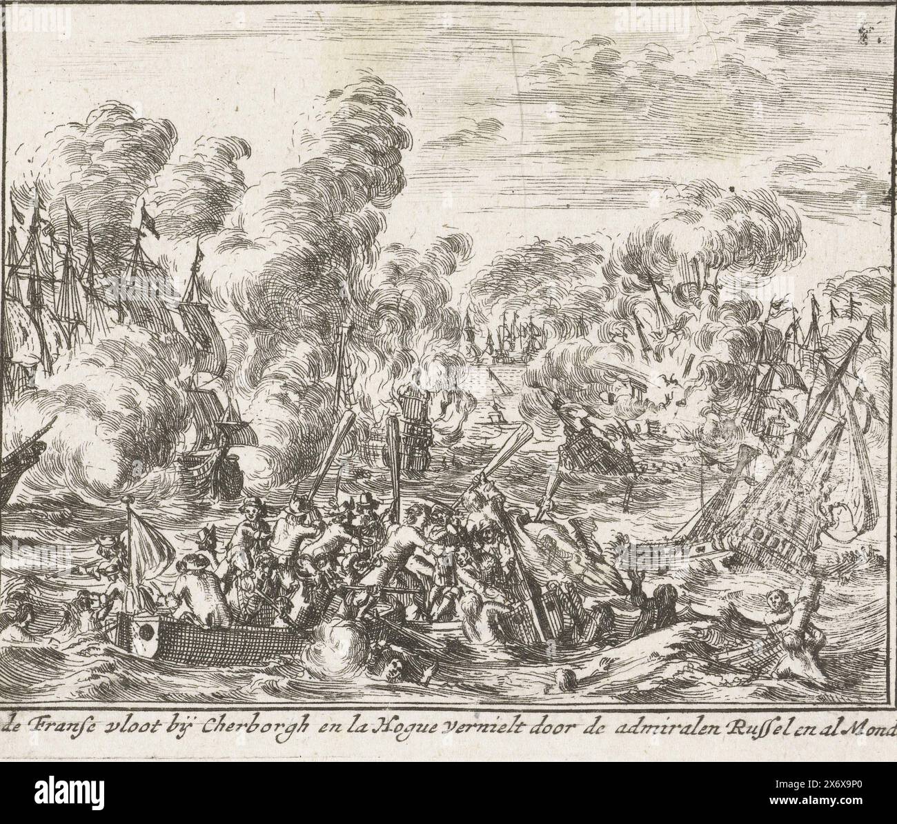 Battle of Cape la Hogue, 1692, the French fleet at Cherborgh en la ...