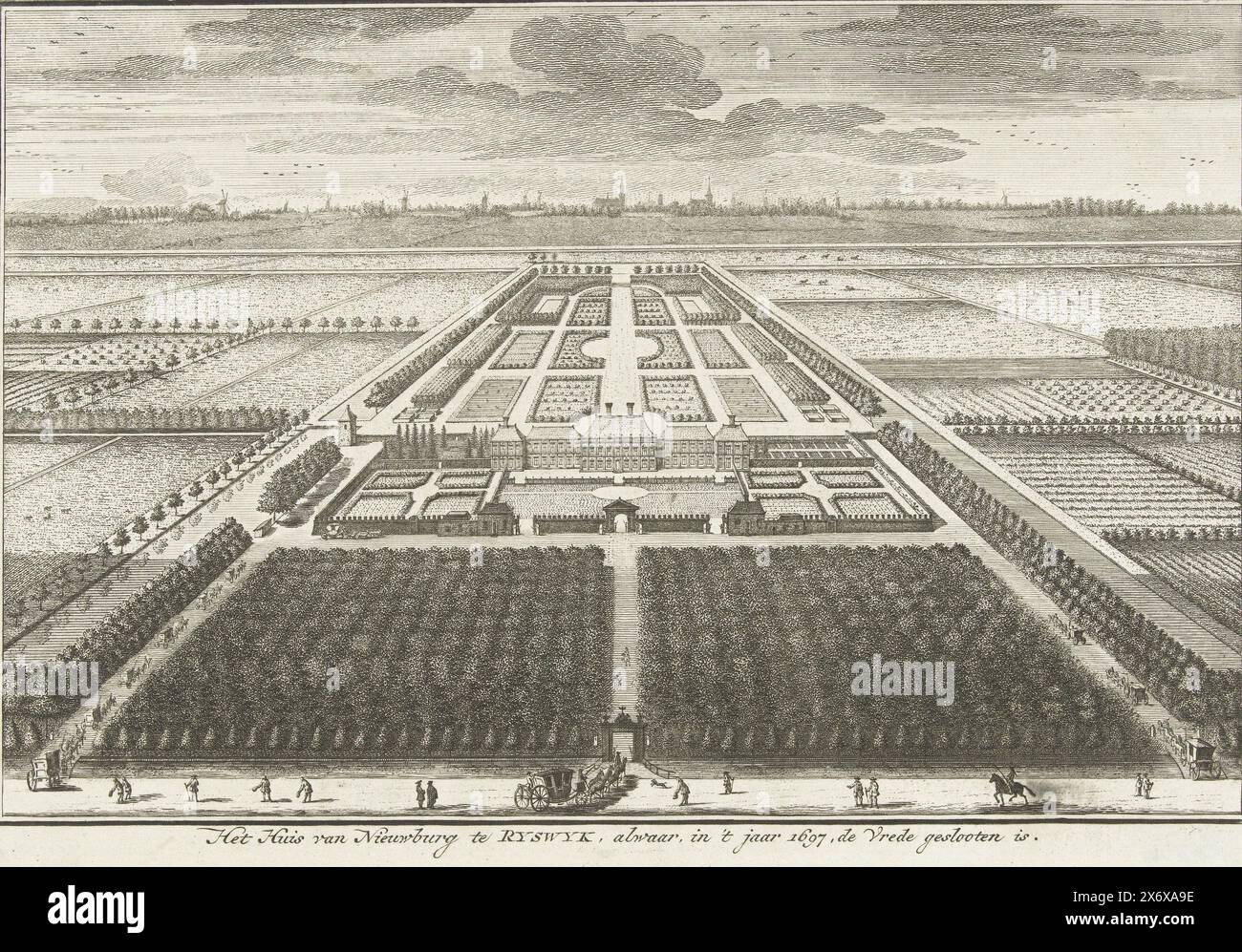 View of the Huis ter Nieuburch in Rijswijk with the gardens, 1697, The ...
