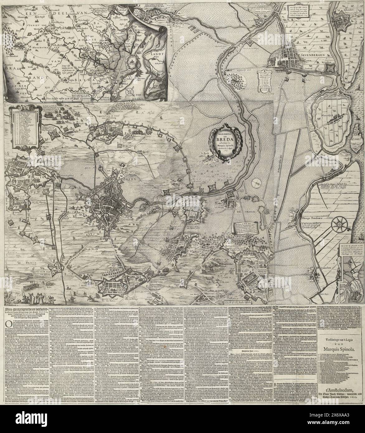 Large map of the siege of Breda, 1624-1625, Siege of Breda under the orders of Marquis Spinola ...