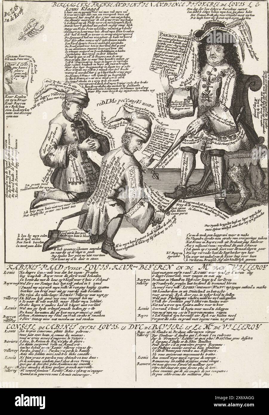 Villeroy and the Elector of Bavaria kneel before Louis Emanuel, the ...