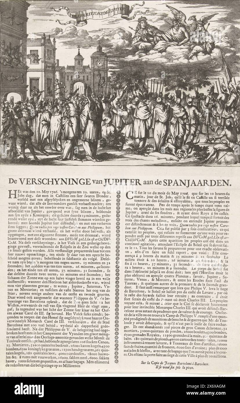 Jupiter appears with two kings to the Spaniards, 1706, De Verschyninge ...