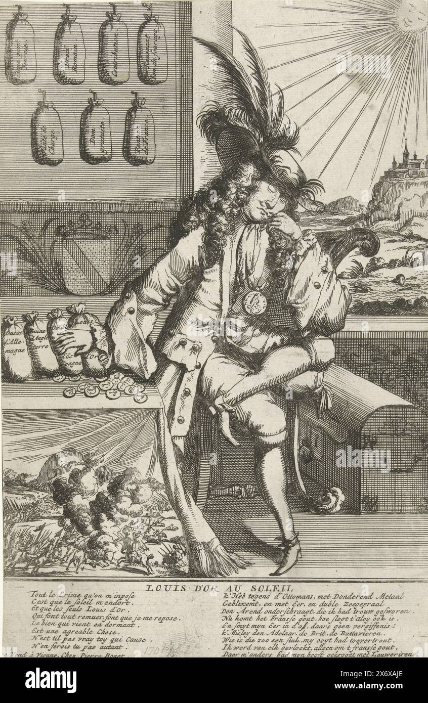 Cartoon on Louis Willem of Baden-Baden, 1705, Louis D'Or au Soleil ...