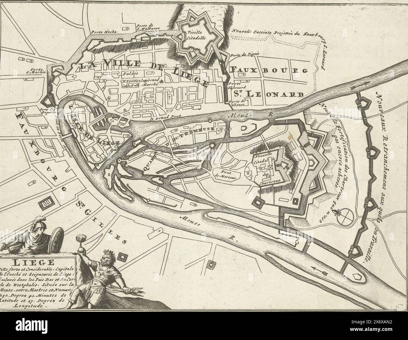 Map of Liège, 1726, Liege, ville forte et considerable (...) (title on ...