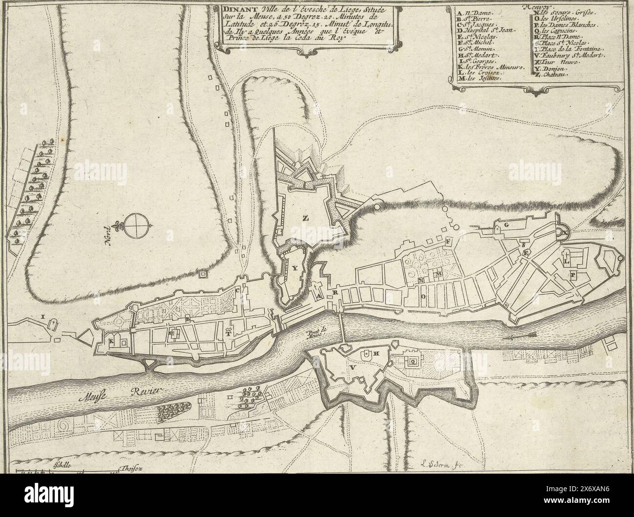 Map of Dinant, 1726, Dinant Ville de l'Evesche de Liege (...) (title on ...