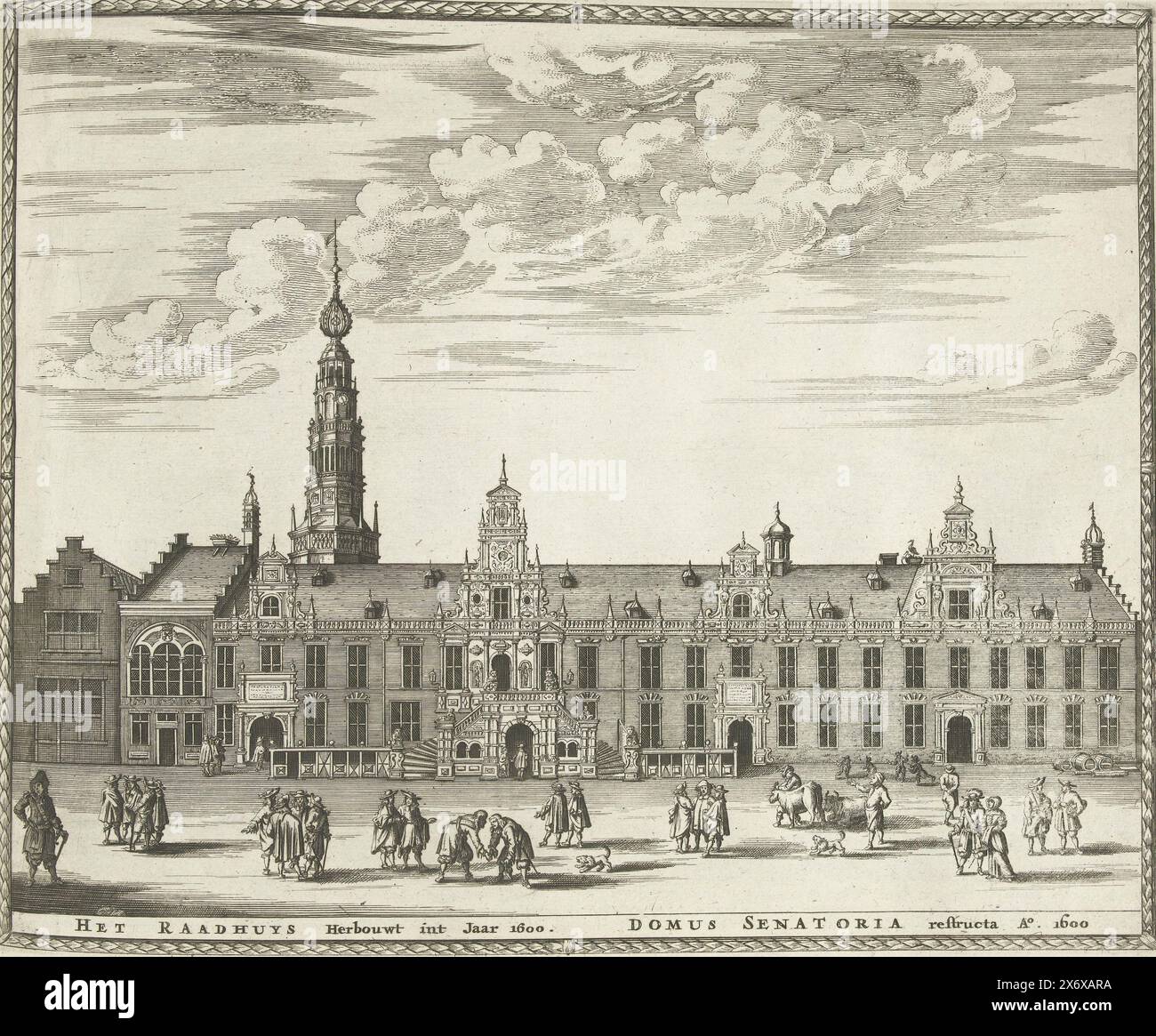 View of the town hall of Leiden, 1726, Het Raadhuys Rebuilt int Year ...