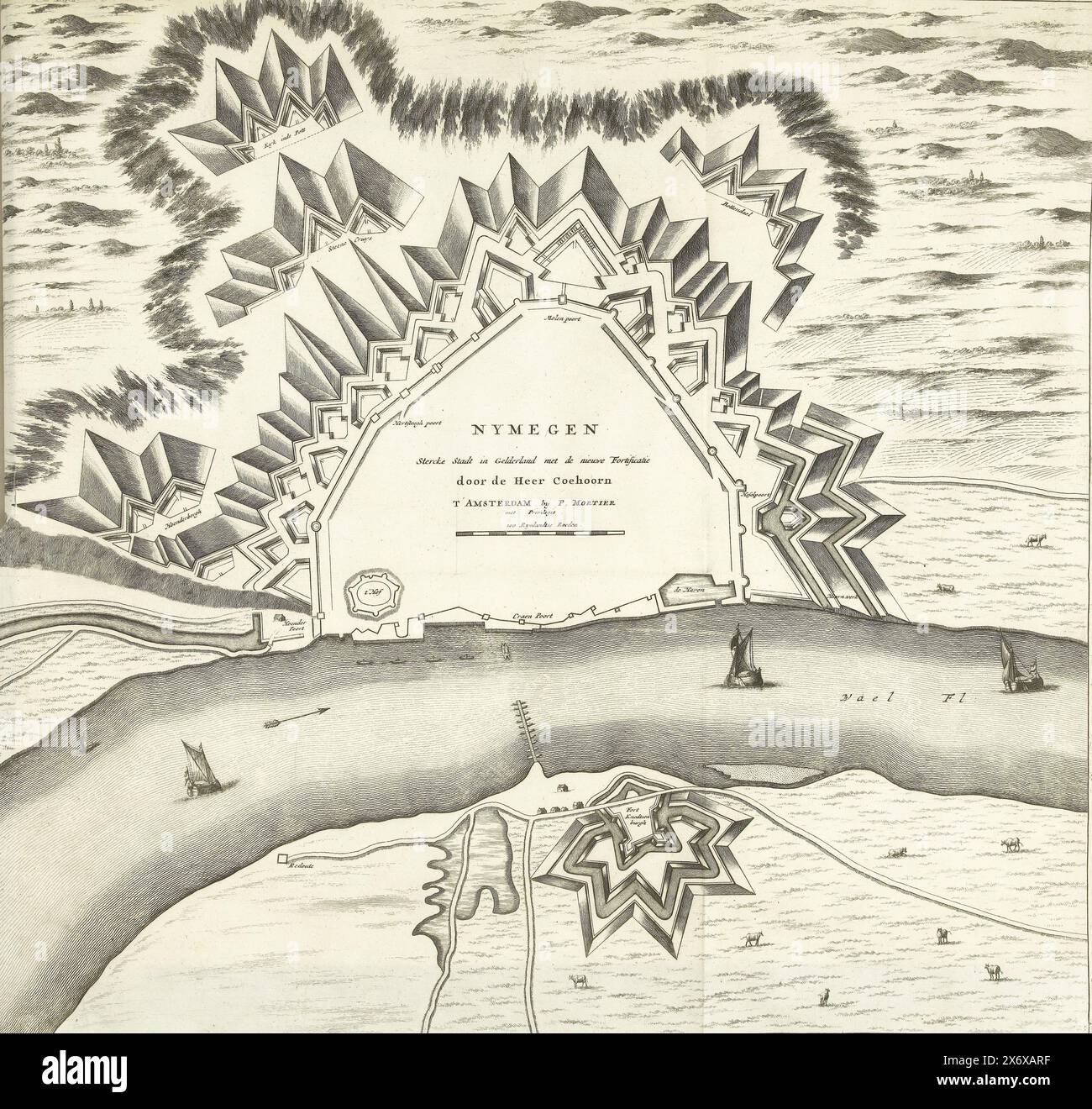 Map of the fortifications around Nijmegen designed by Menno van ...