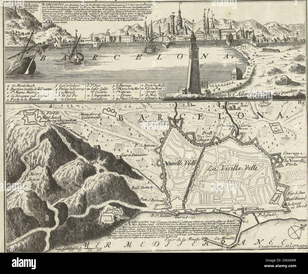 View and map of Barcelona, ca. 1701-1713, Barcelona, a Spanish City ...