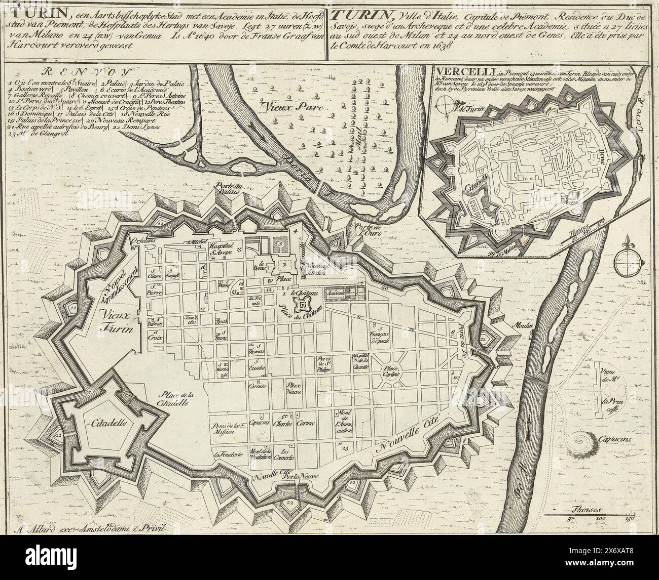 Map of Turin, ca. 1701-1713, Turin, an Archbishopric City with an ...