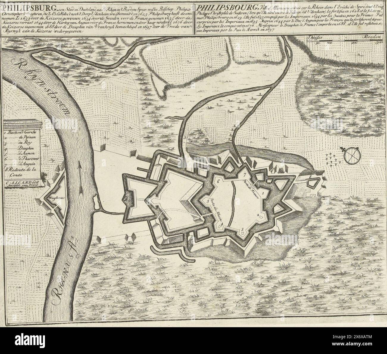 Map of Philippsburg, ca. 1701-1713, Philipsburg, a City in Germany on ...