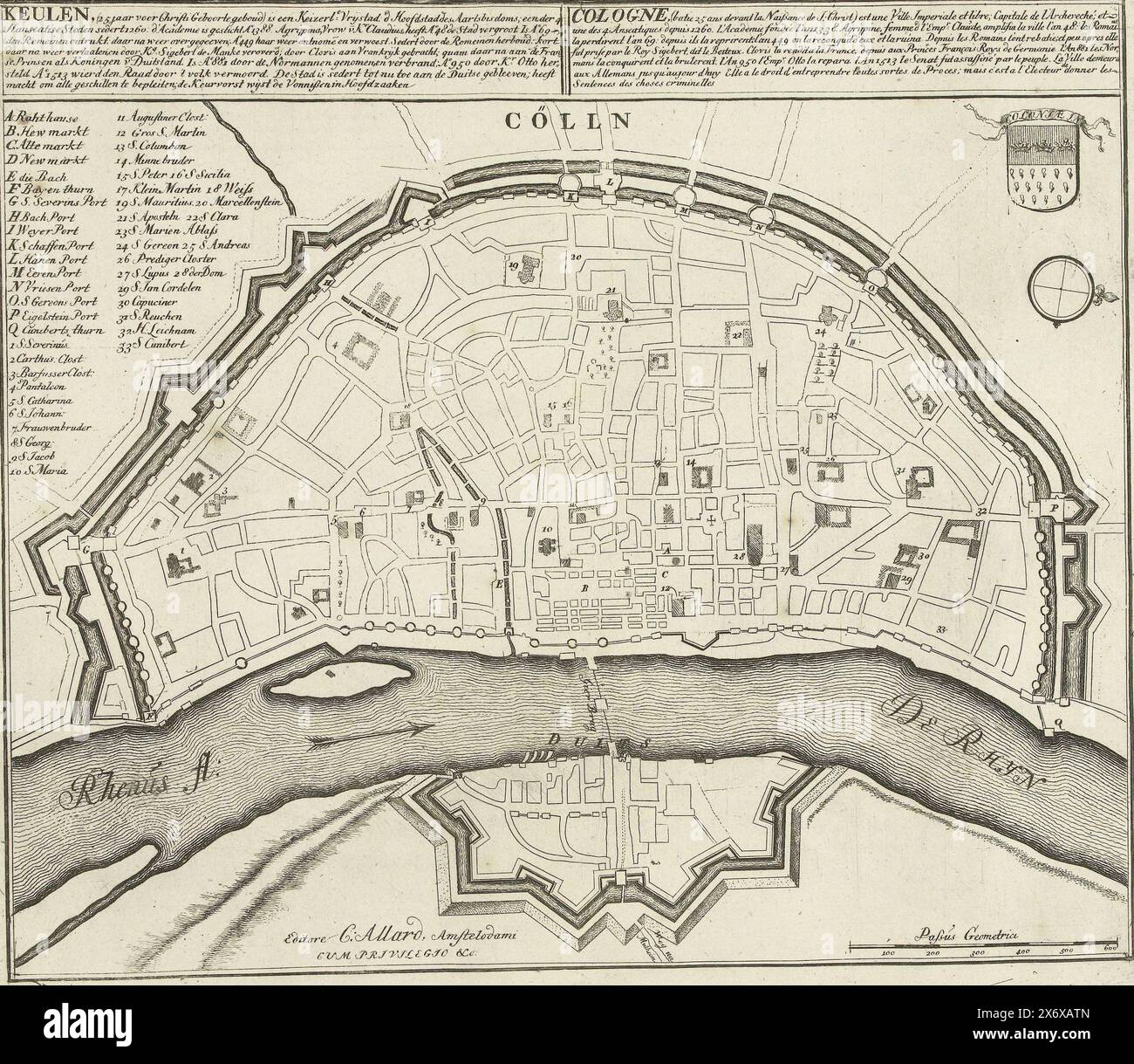 Map of Cologne, ca. 1701-1713, Cologne, (built 25 years before Christi ...