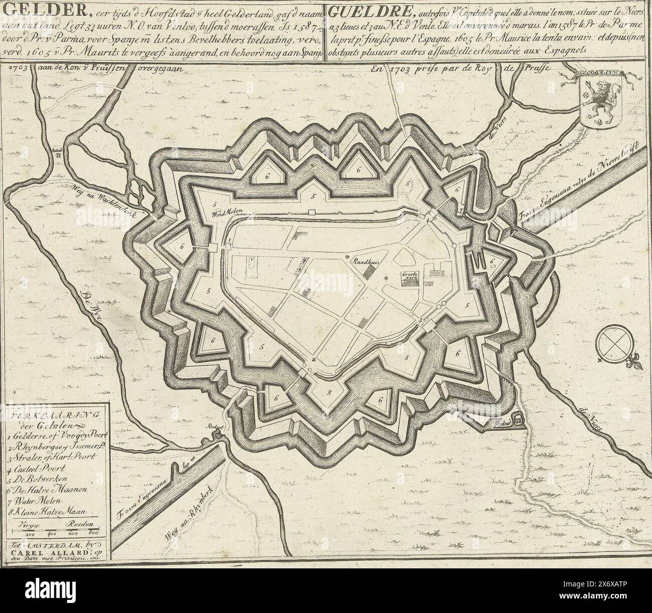 Map of Geldern, ca. 1701-1713, Gelder, formerly the capital of the ...