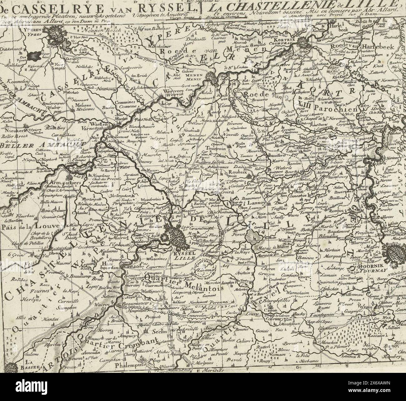 Map of the castellany of Lille, ca. 1701-1713, The Casselrye of Ryssel ...