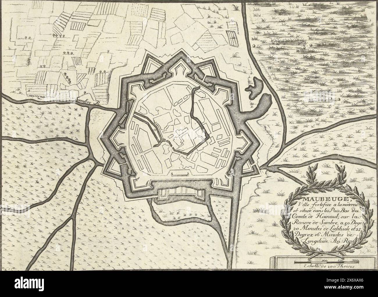 Map of Maubeuge, ca. 1693-1696, Maubeuge, Ville fortifiée a la modern ...