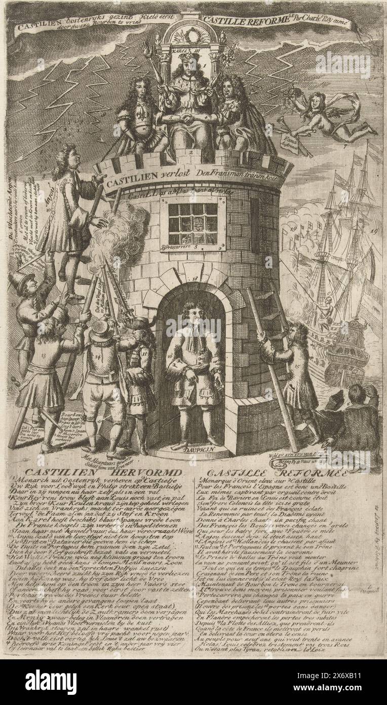 The parties fighting for Castile, 1706, Castilien Reformed, Castille ...